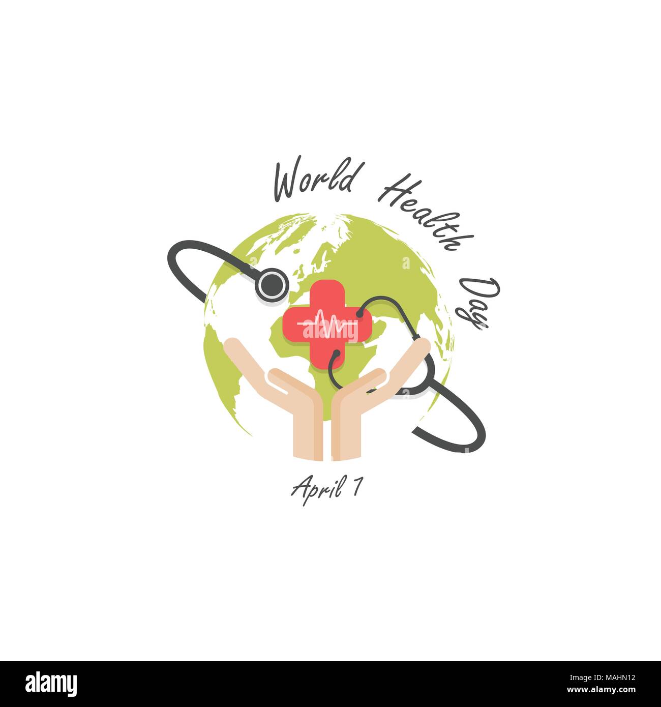 Globe sign,human hand and stethoscope vector logo design template.World ...