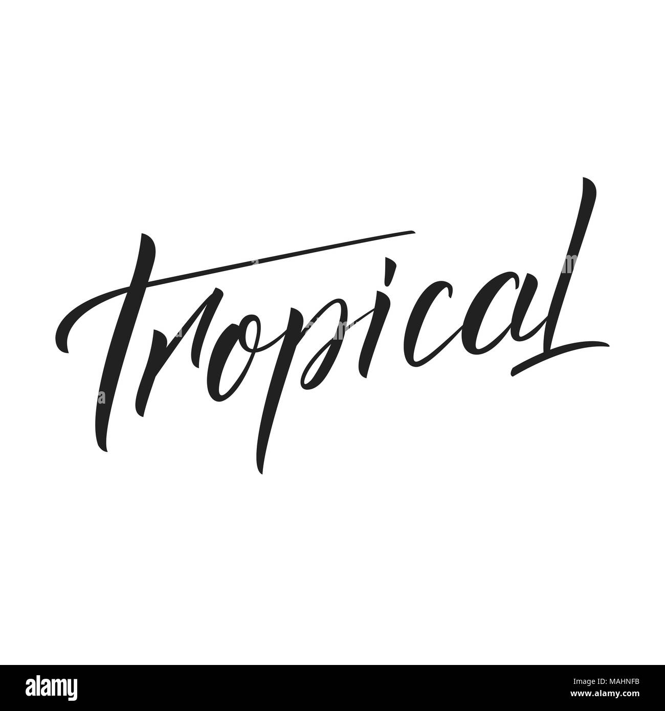 Tropical. Script calligraphy lettering design tropical Stock Vector ...