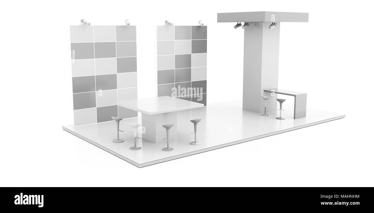 Exhibition booth blank template, original 3d rendering and models Stock ...