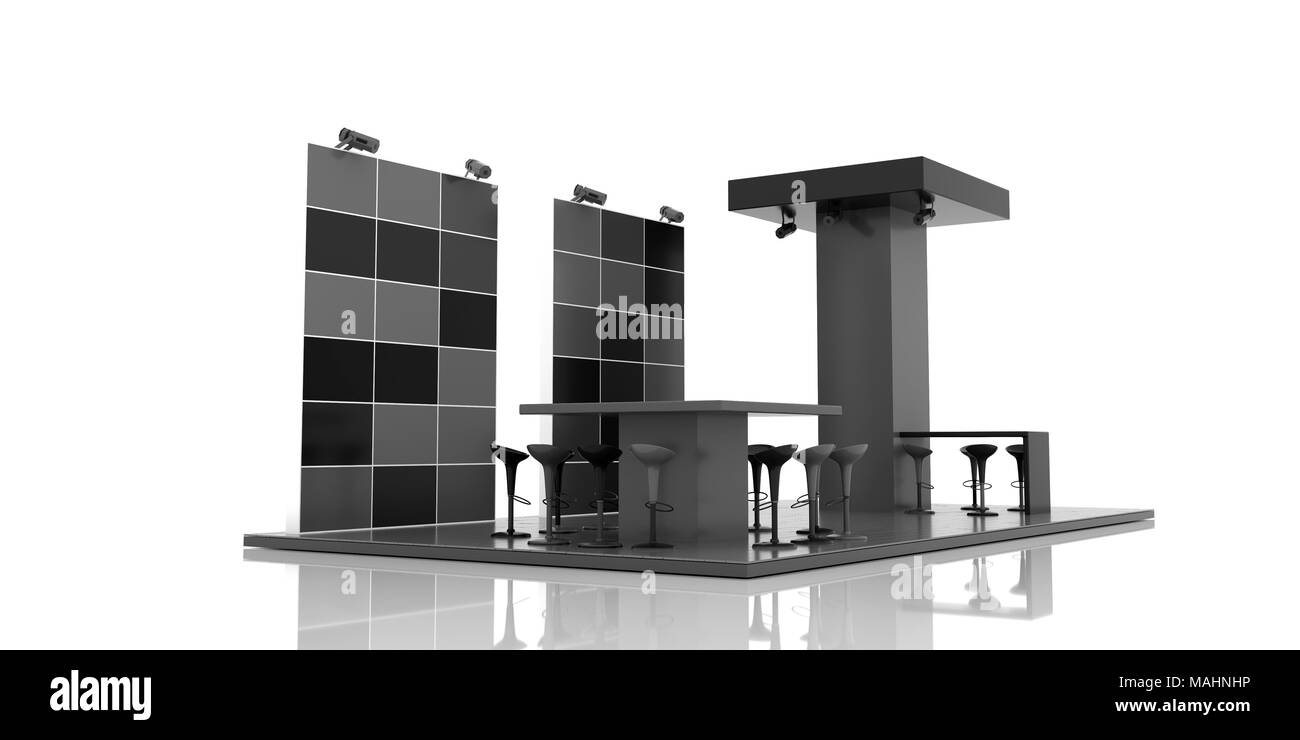 Exhibition booth blank template, original 3d rendering and models Stock ...