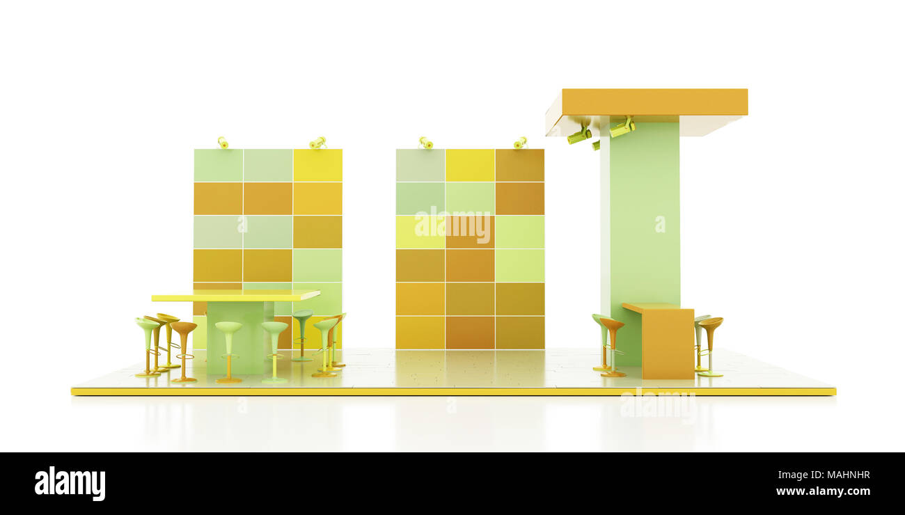 Exhibition booth blank template, original 3d rendering and models Stock ...