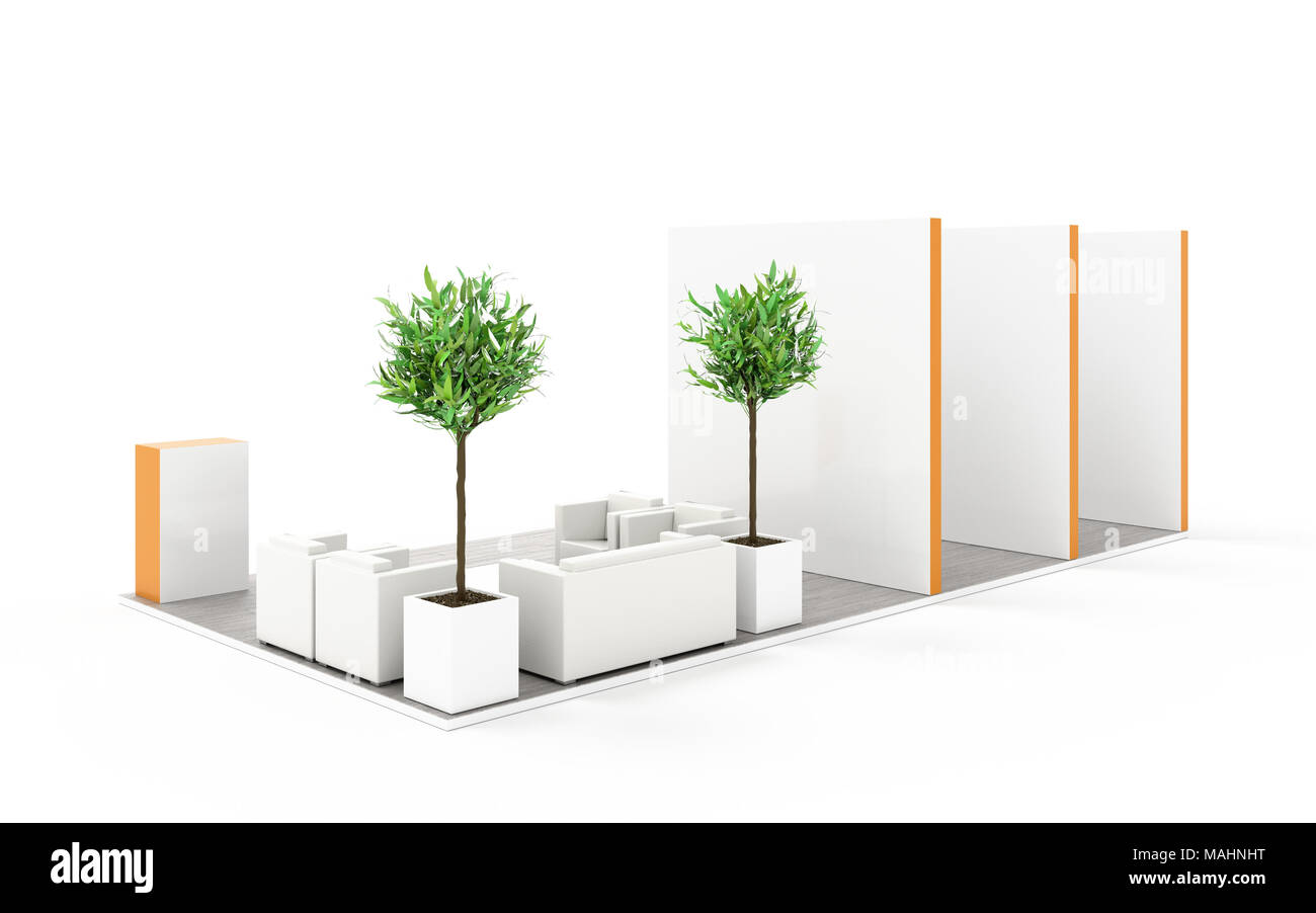 Exhibition booth blank template, original 3d rendering and models Stock ...