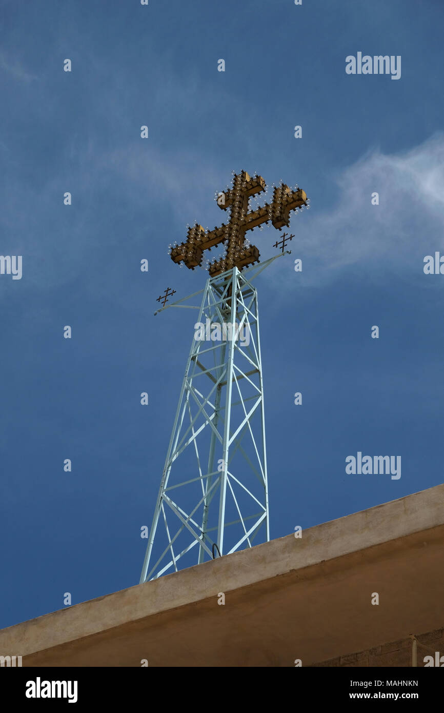 Cross crosslet metal installation over the Coptic Orthodox monastery ...