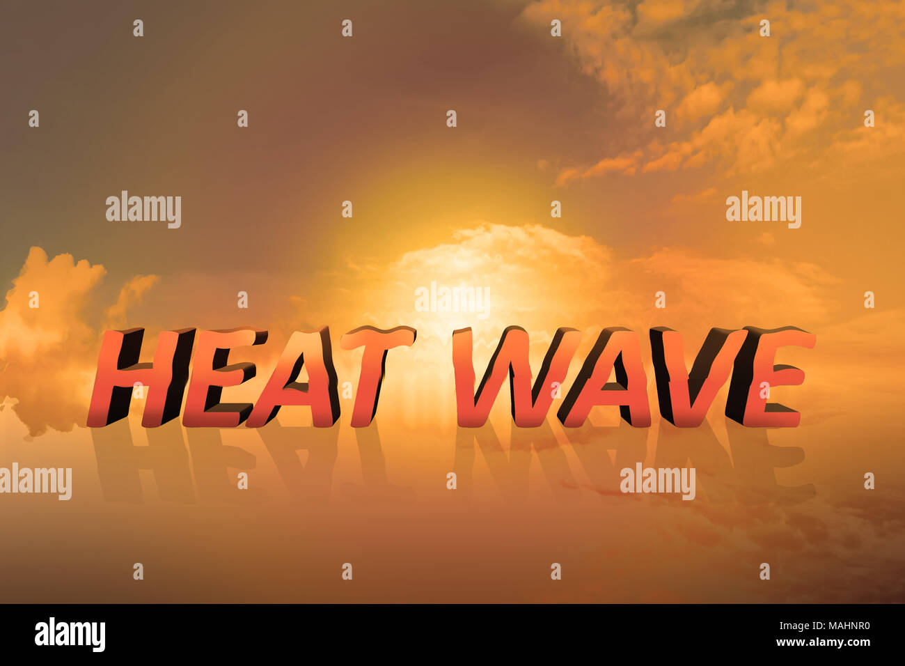 Sunset with heat wave on the sky. Heat wave concept Stock Photo - Alamy