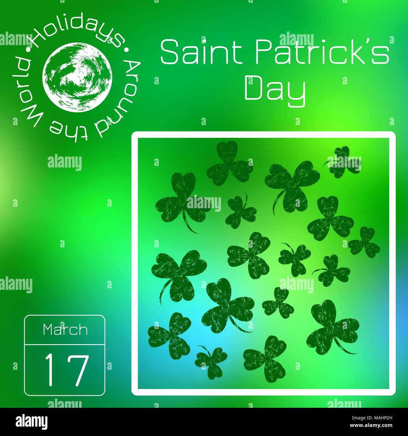 Calendar. Holidays Around the World. Event of each day. Green blur ...