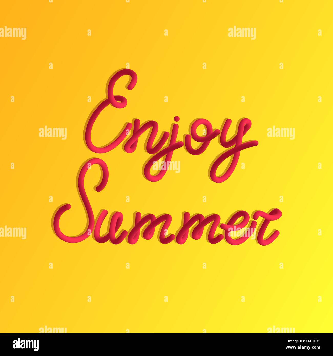 Inscription of Enjoy summer in 3d style. Vector red lettering of enjoy ...