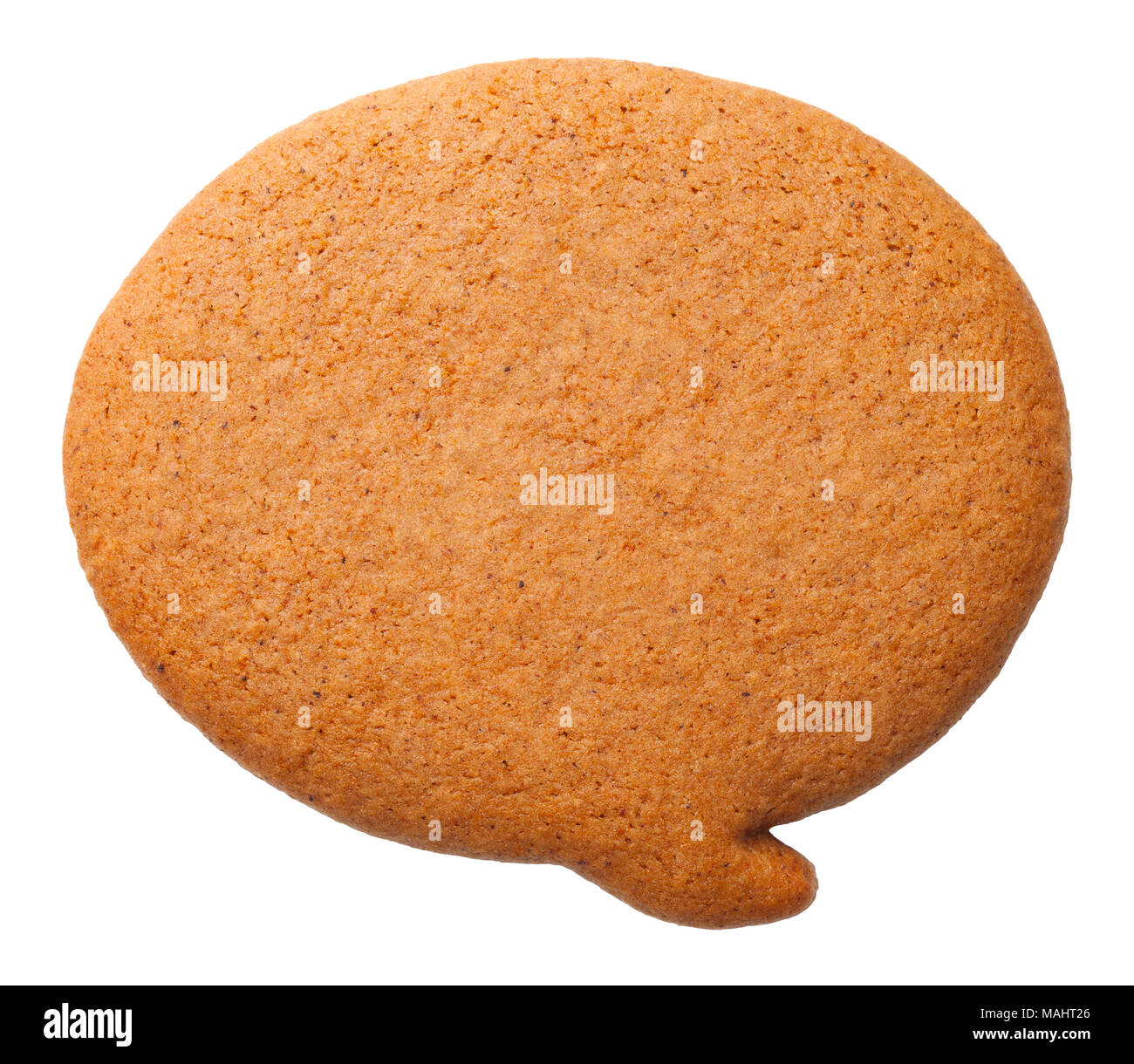 Gingerbread speech bubble cookie isolated on white background. Top view ...