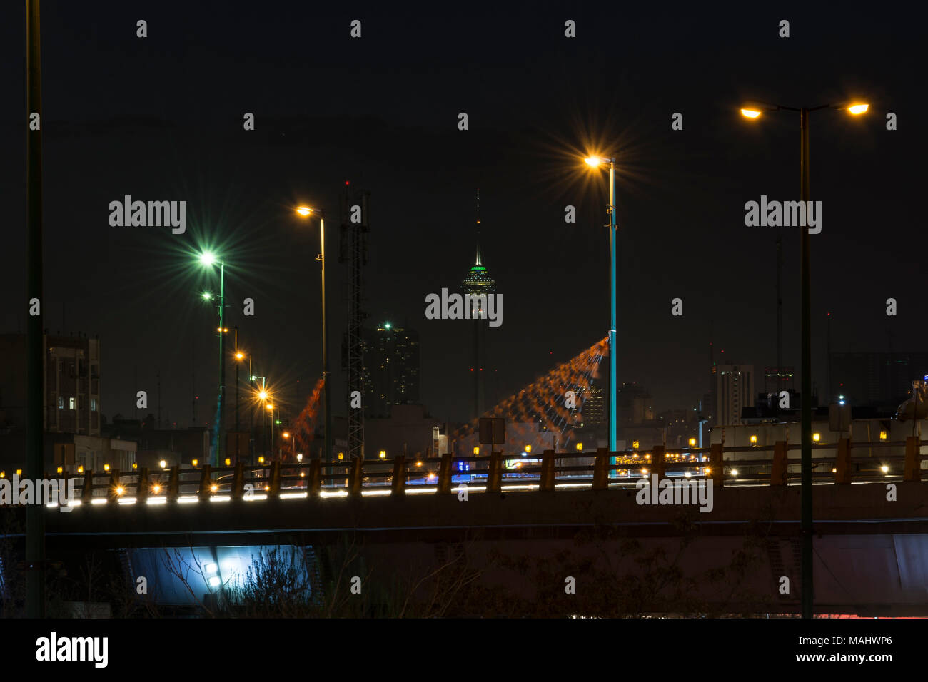 Tehran night cityscape with Milad tower at background Stock Photo - Alamy