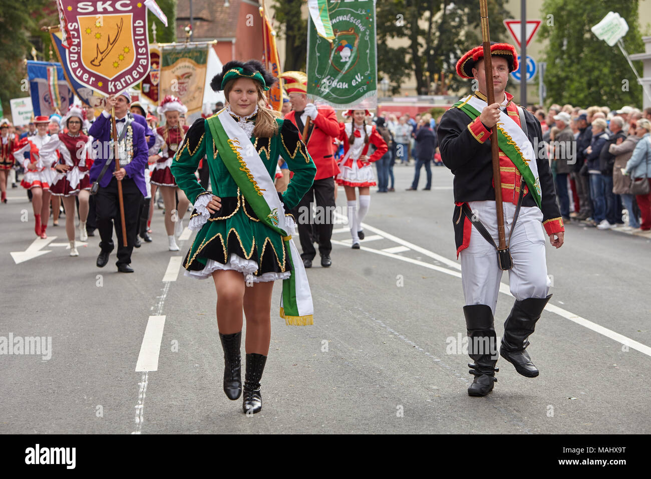 Funkengarde/ Funkenmariechen - group of a carnival association wearing ...