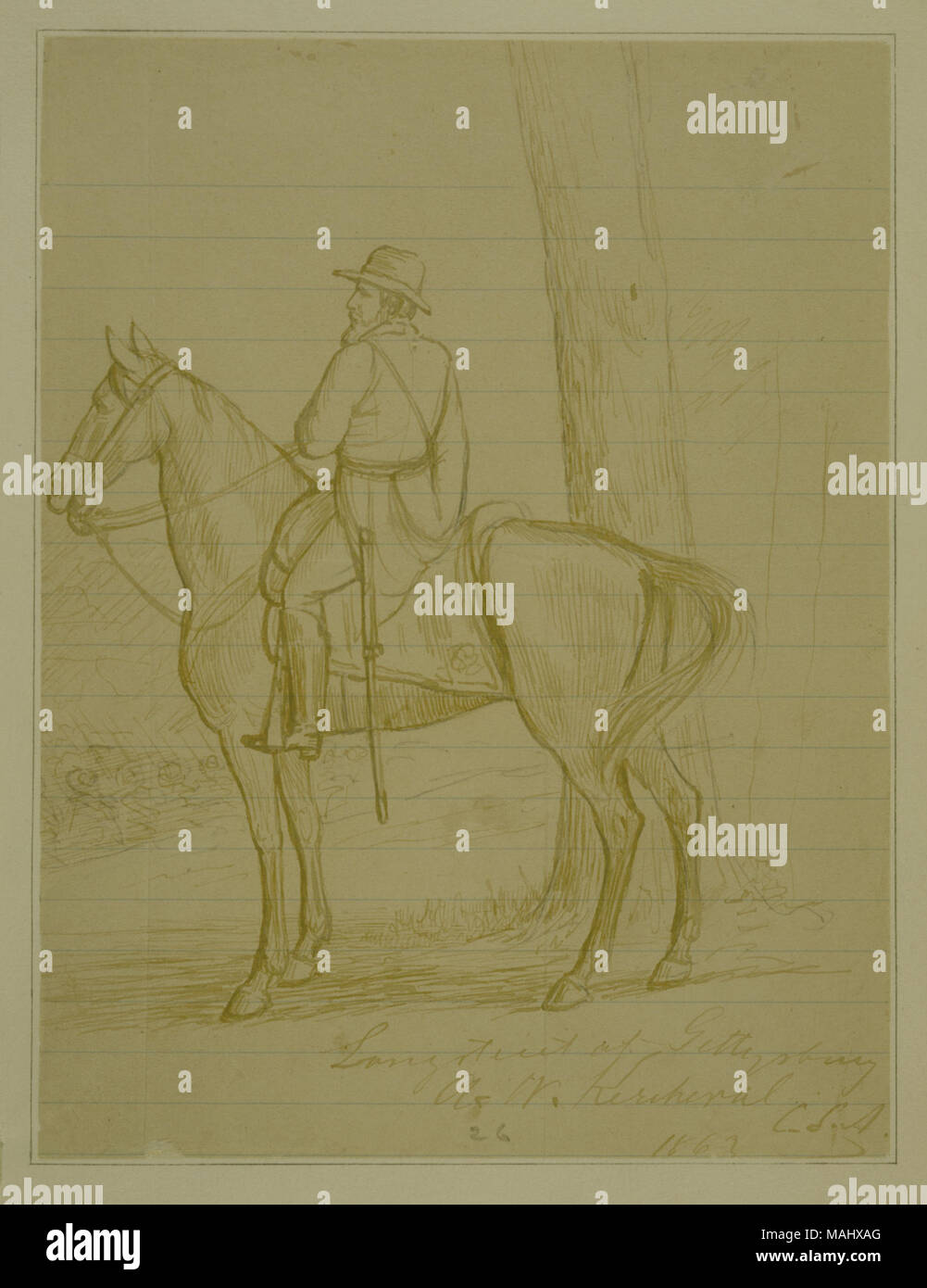 Sketch depicting Gen. James Longstreet, C.S.A., at the Battle of ...