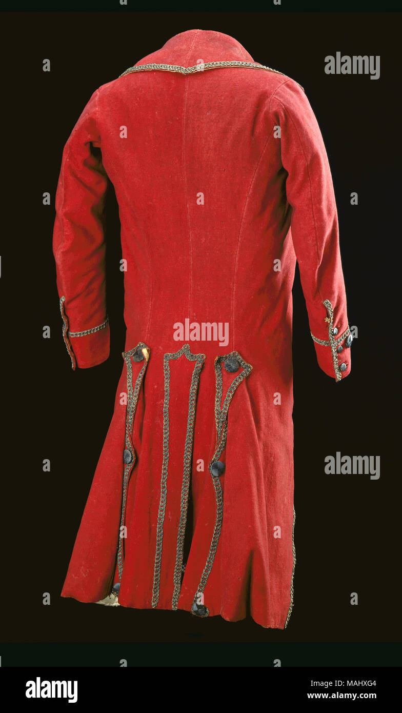 Red wool coat trimmed with gold braid worn by Auguste Chouteau (1749 ...