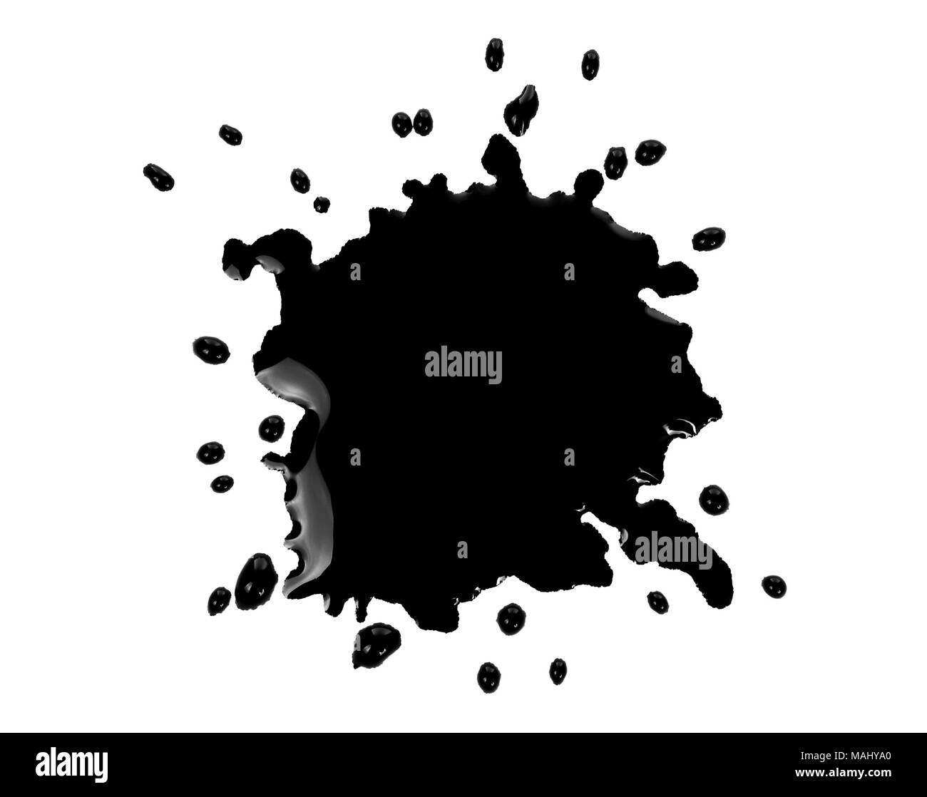 Black ink blot on white background close-up Stock Photo - Alamy