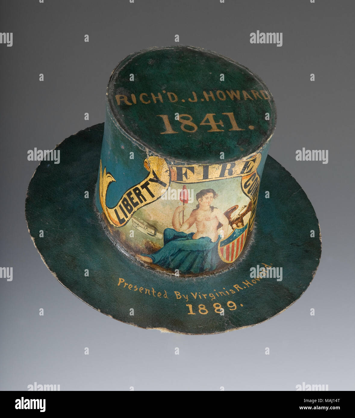 Painted felt fire hat worn by Richard J. Howard of Liberty Fire Company ...