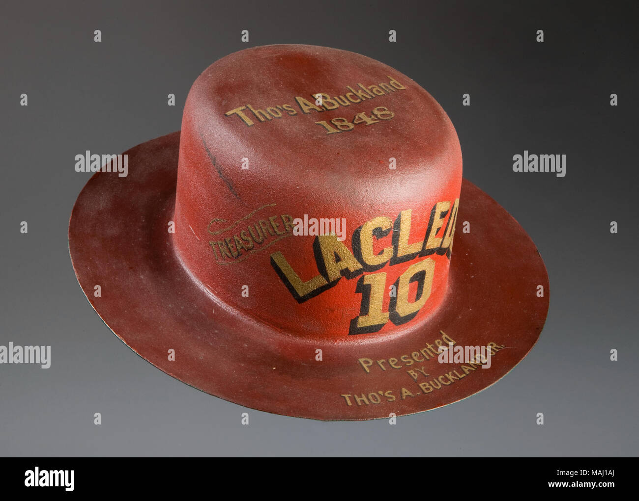 Painted felt hat worn by Thomas A. Buckland of Laclede Fire Co. No. 10 ...