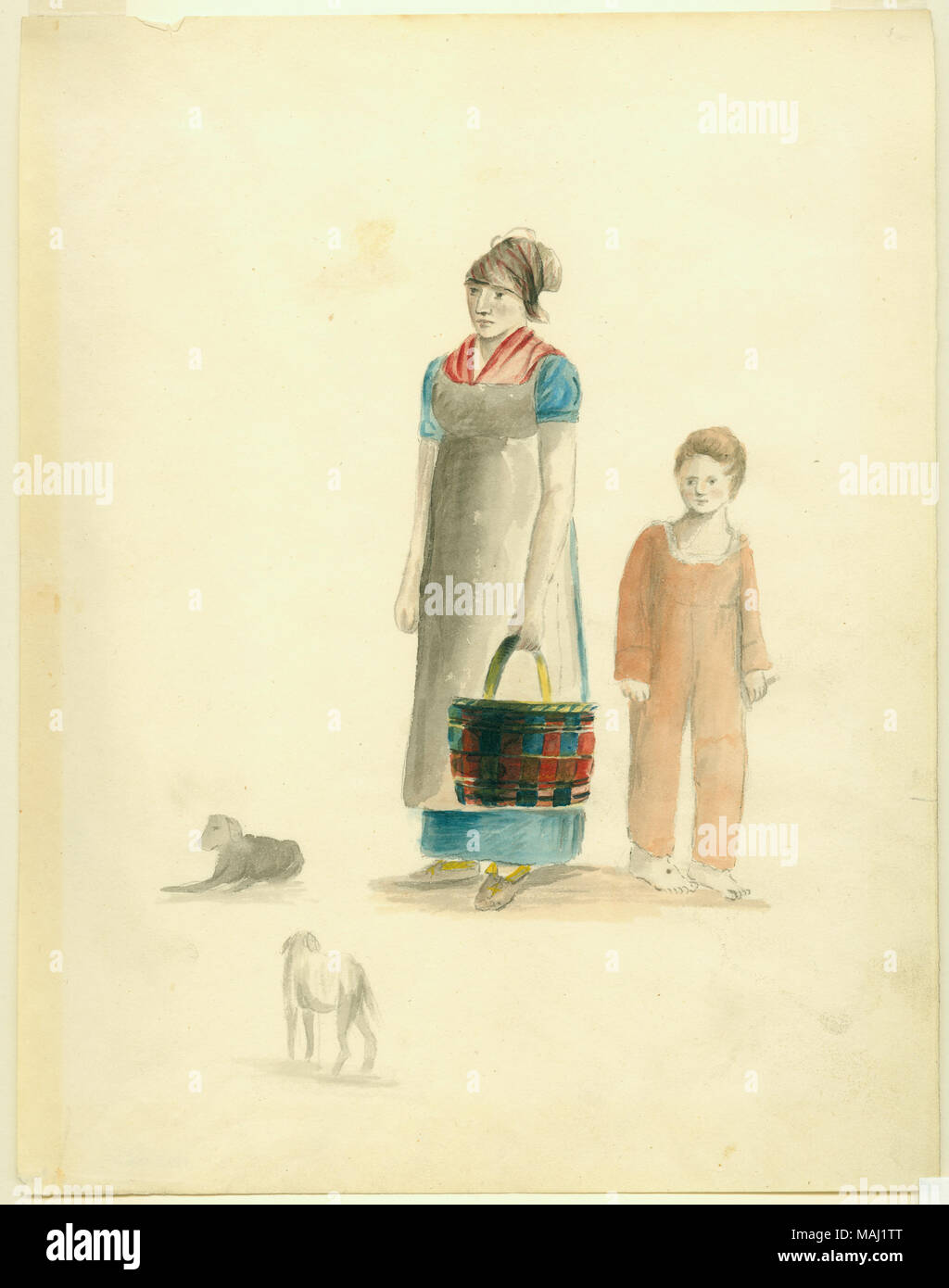 Watercolor painting of a Creole Woman and Boy in St. Louis by Anna ...