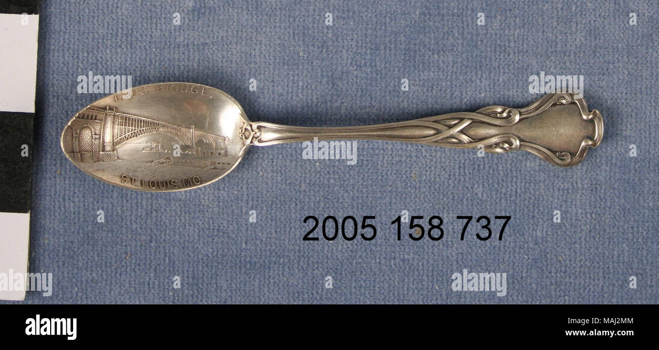 Silver spoon with ribbon motif on handle Title: Silver Souvenir Spoon ...