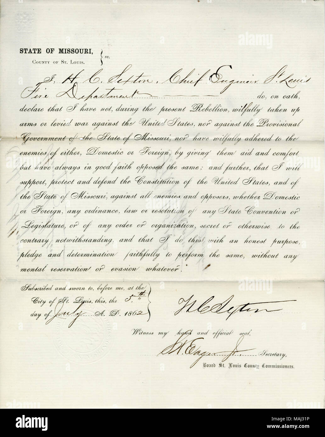 Swears oath of allegiance to the Government of the United States and ...