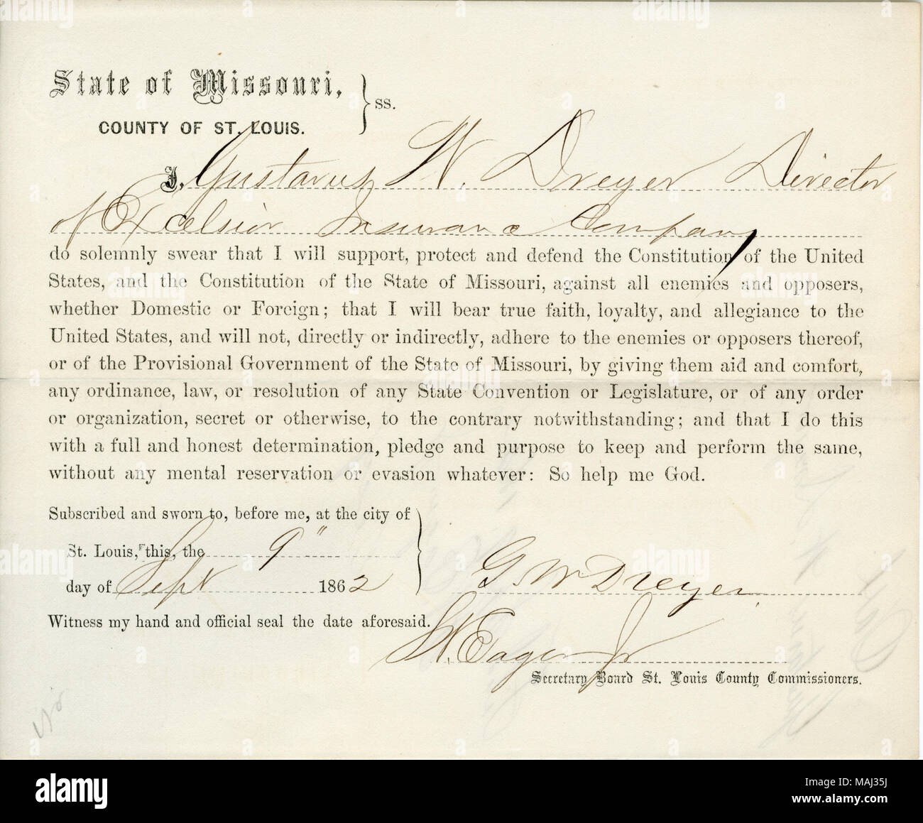 Swears oath of allegiance to the Government of the United States and ...