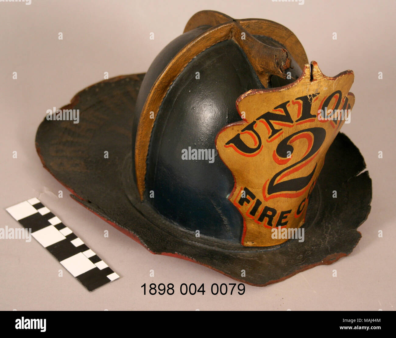 Painted leather fire hat worn by Bryan Mullanphy of Union Fire Co. 2 ...