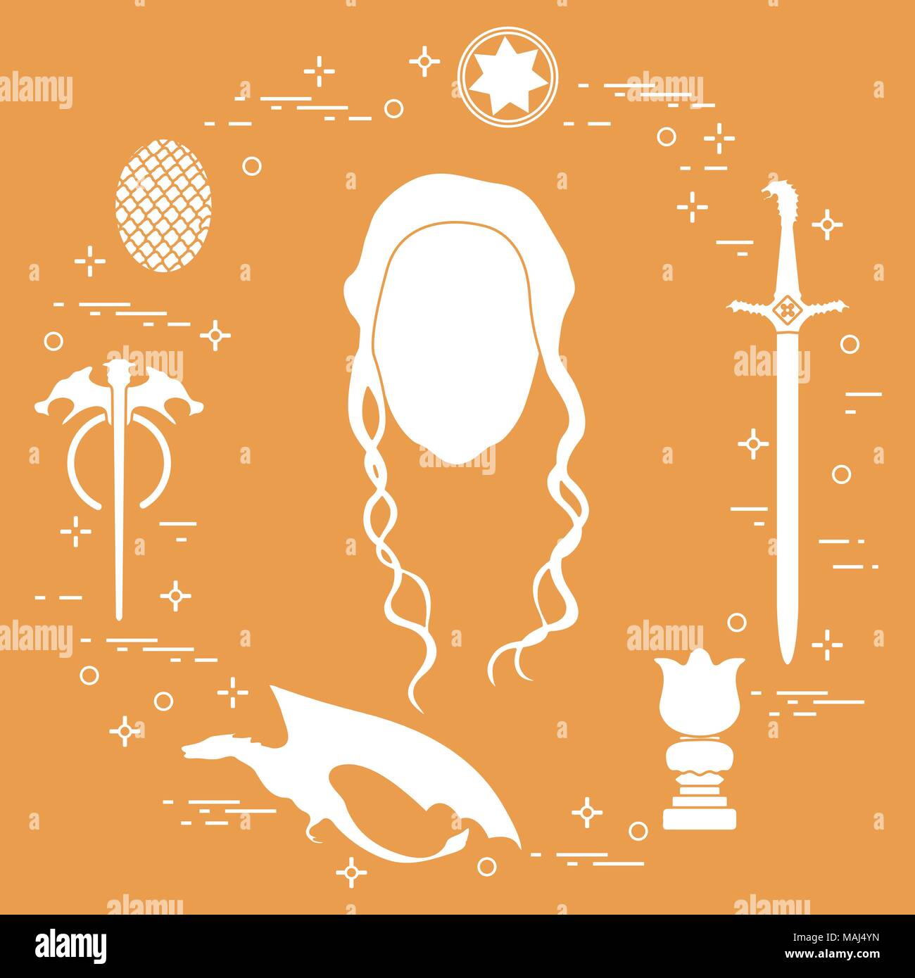 Symbols and heroes of the popular fantasy television series. Art and ...
