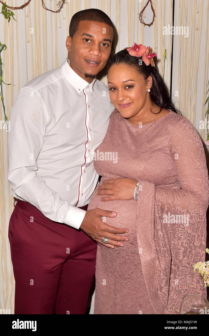 Cory Hardrict and his wife Tia Mowry attend the Tia Mowry's Babyparty ...