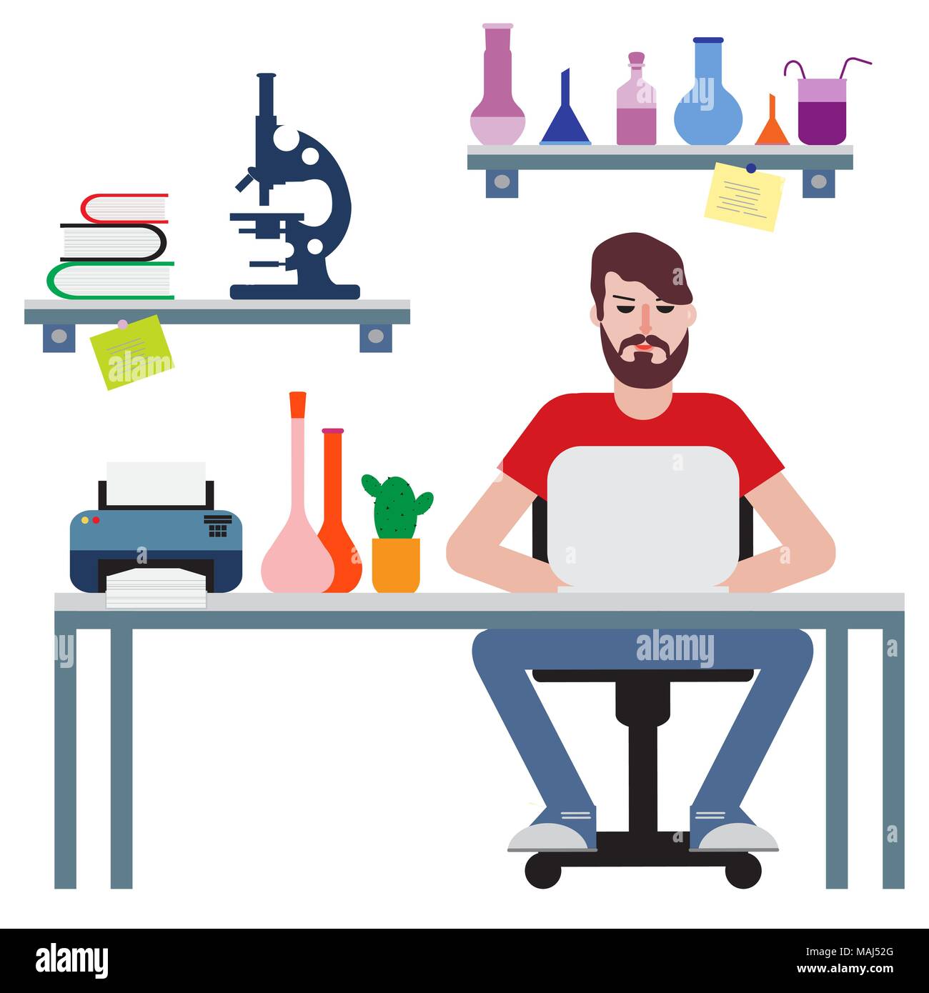 Scientist with laptop in laboratory Stock Vector Images - Alamy