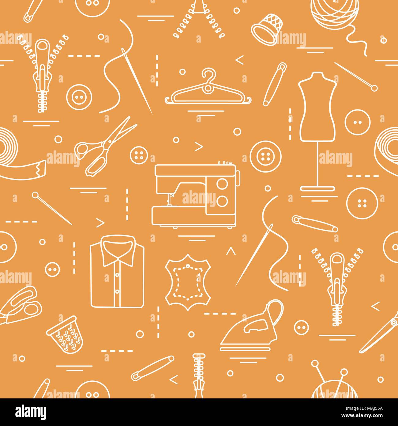 Seamless pattern with tools and accessories for sewing. Template for ...