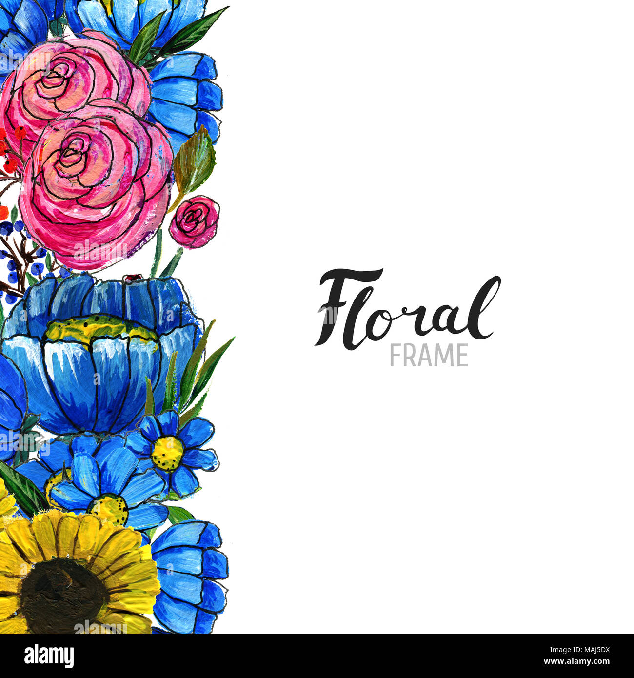 Hand drawn Flower Border Stock Photo - Alamy