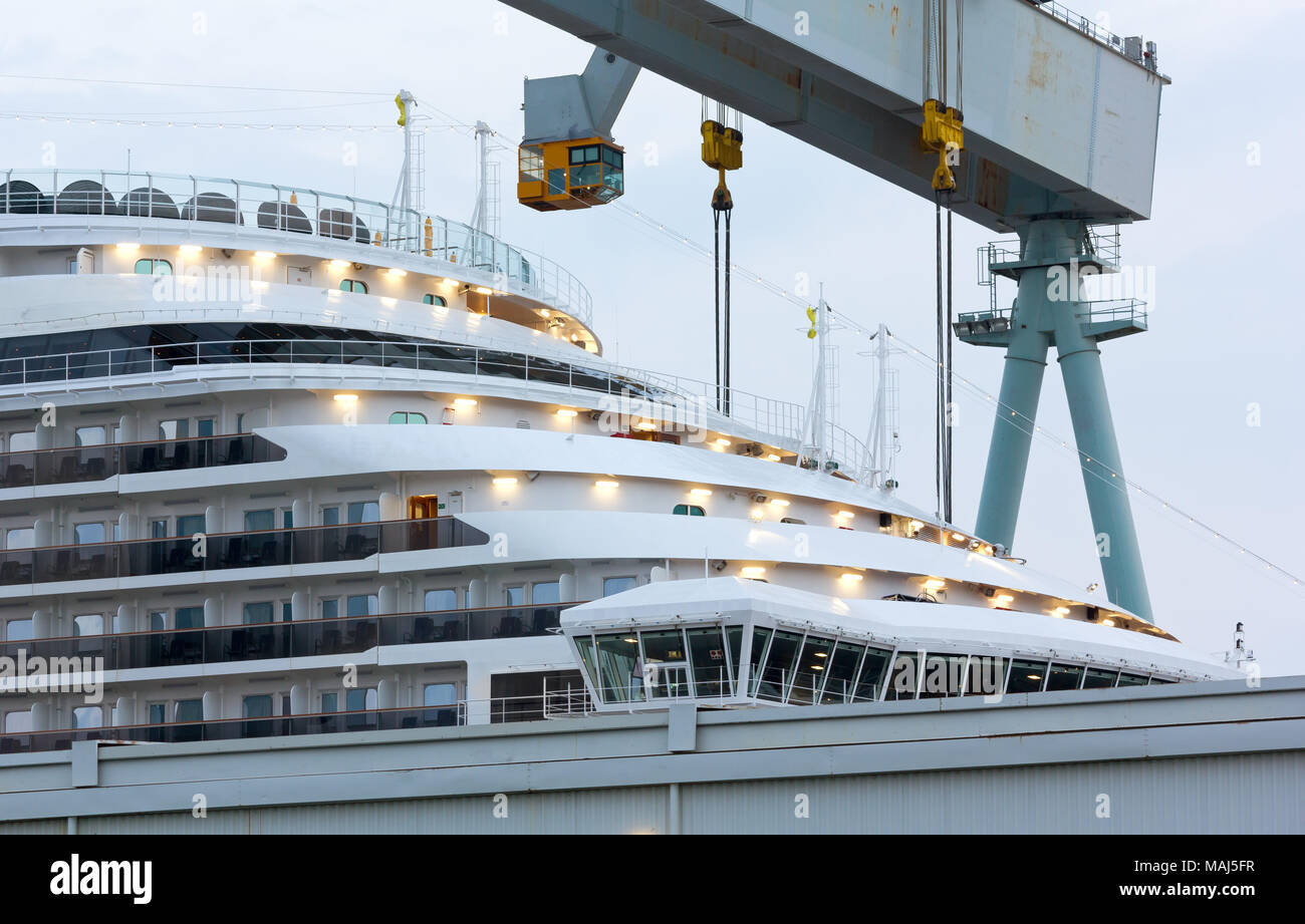 MONFALCONE, Italy - March 27, 2018: Prow of the Carnival Horizon giant ...