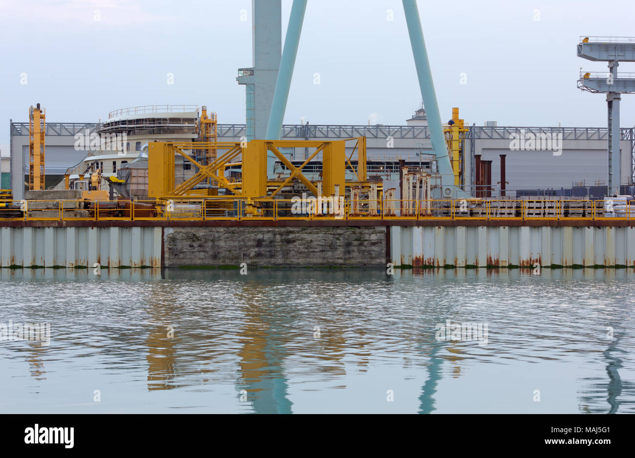 Detail of the structures and buildings of a shipyard Stock Photo - Alamy
