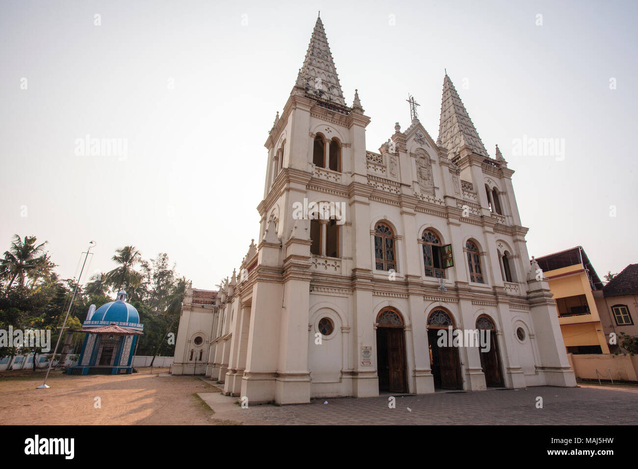 Facade of the Santa Cruz Basilica cathedral inside Fort Kochi, Kochin ...