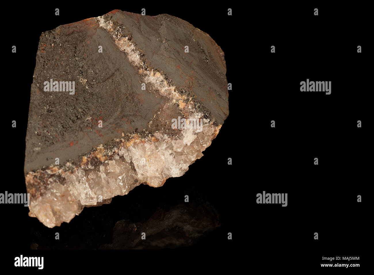 Haematite or hematite, iron ore mineral, form of iron oxide isolated on ...
