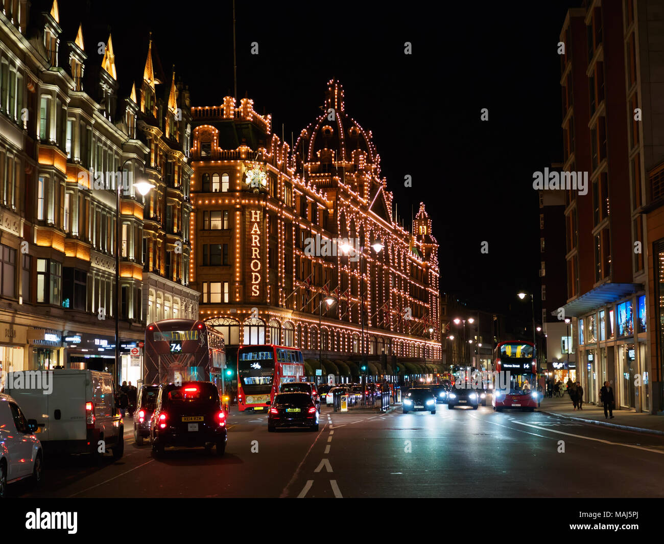Harrods lights night hi-res stock photography and images - Alamy