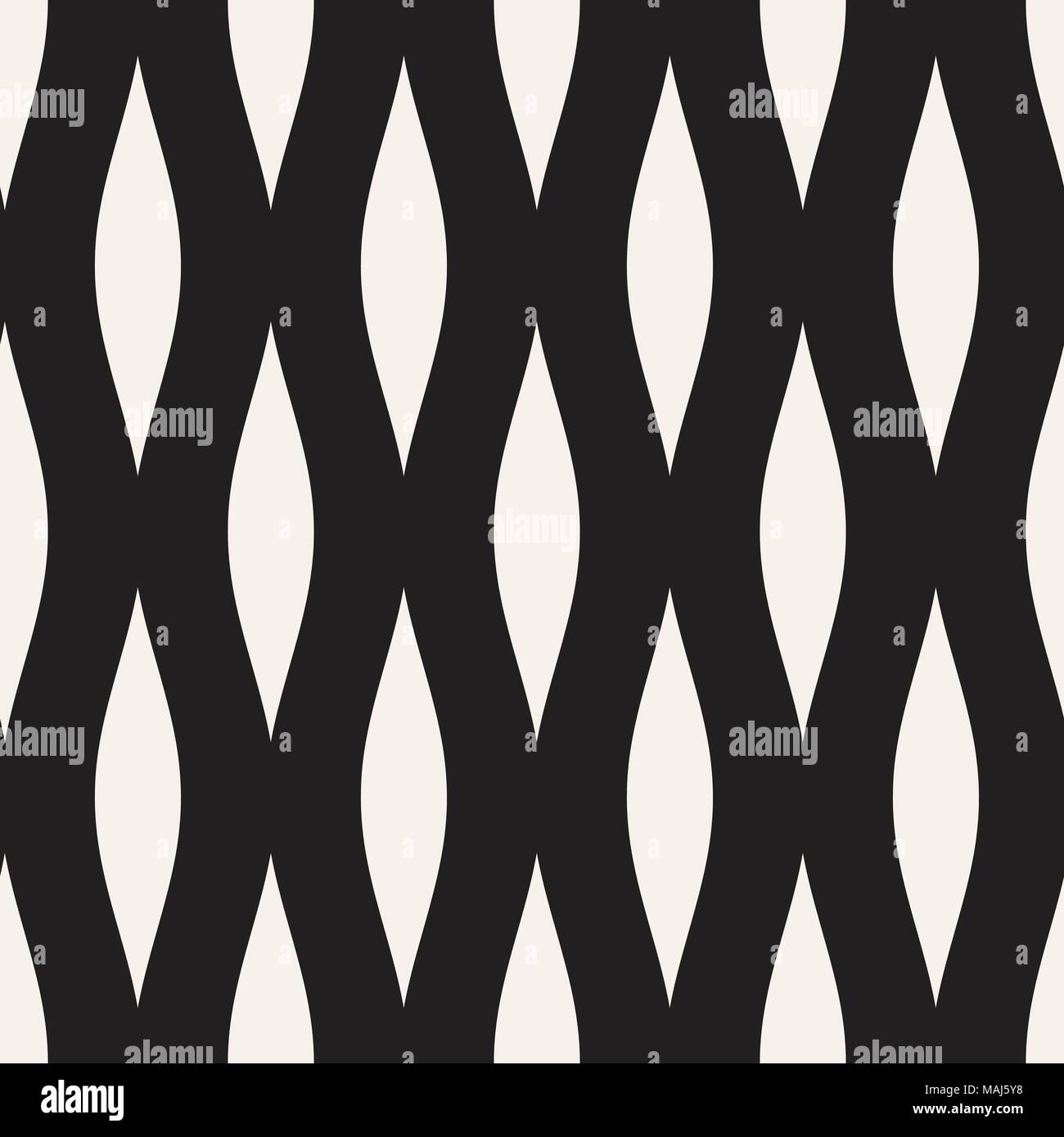 Vector Seamless Black and White Wavy Lines Simple Pattern. Abstract ...
