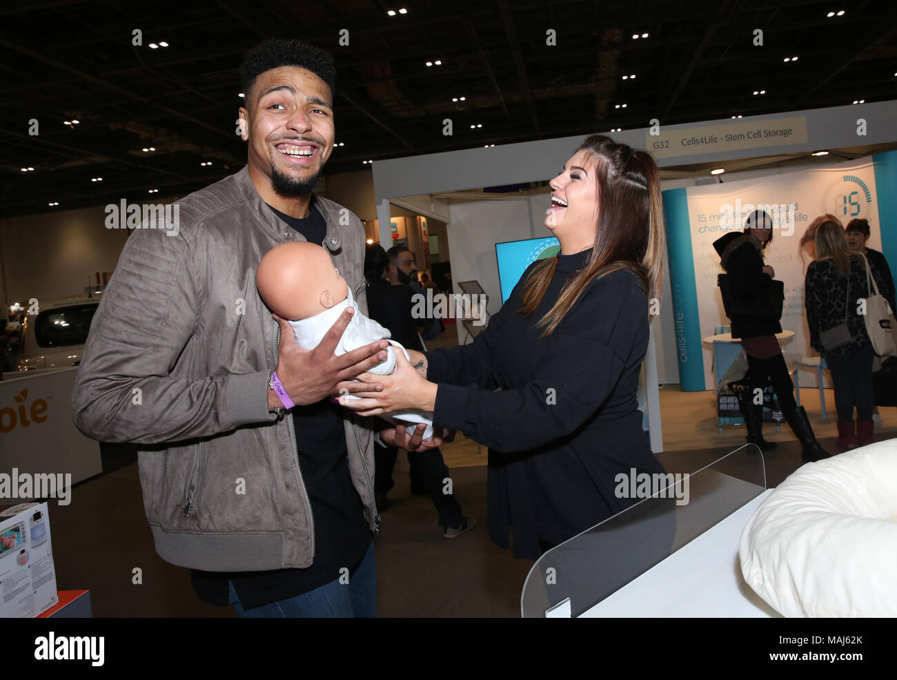 Jordan Banjo and his girlfriend Naomi Courts attend the Baby Show at ...