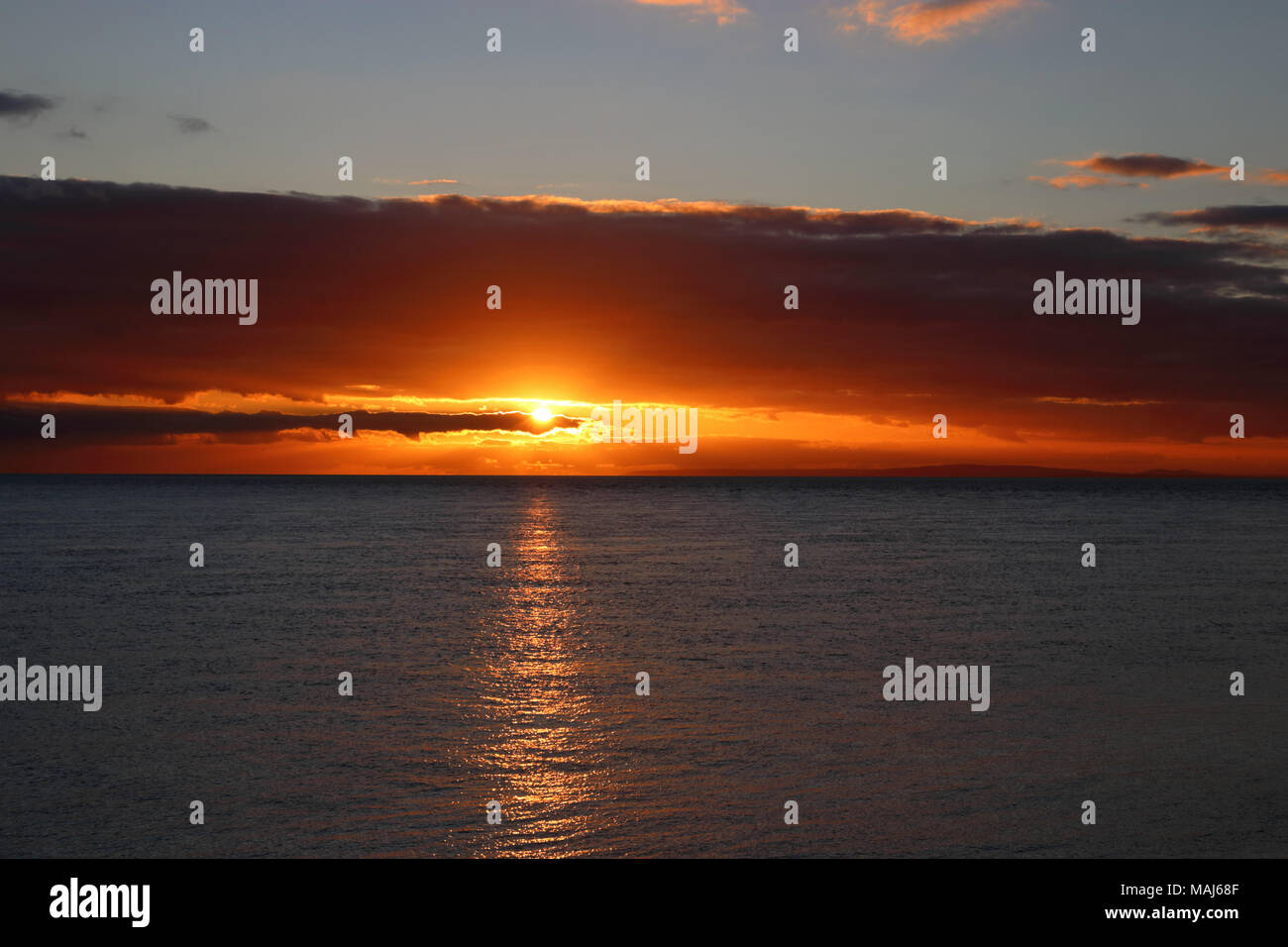 Sunset over the Solent from Hurst Spit Hampshire England UK Stock Photo ...