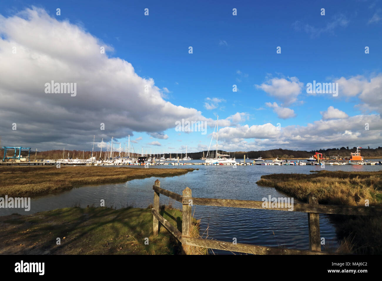 Bucklers Hard Harbour, on the banks of the Beaulieu River, New Forest ...
