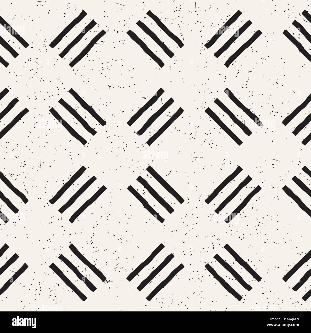 Hand drawn seamless repeating pattern with checker lines tiling. Grungy ...