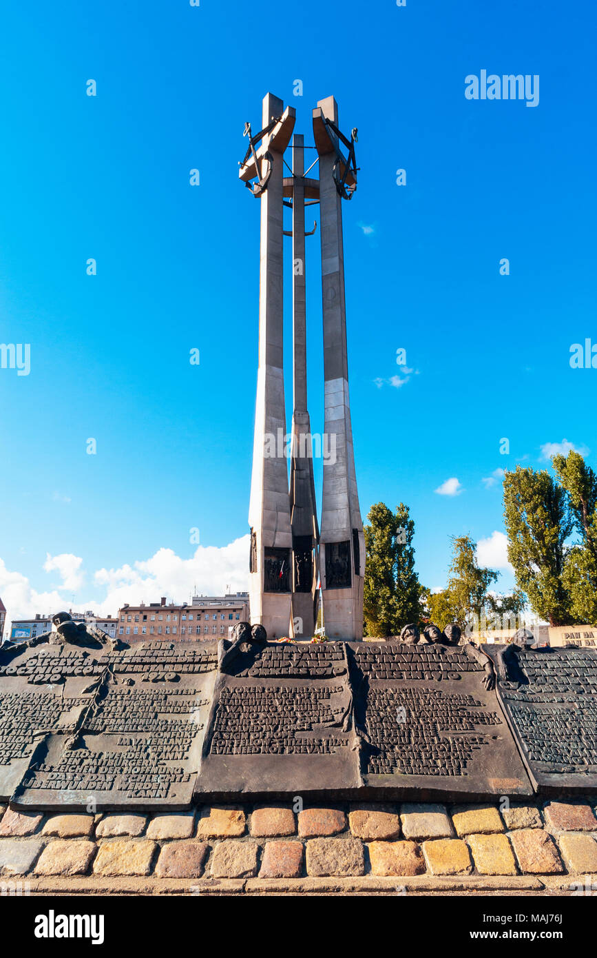 Monument in Solidarity Square outside Stocznia Gdansk (Gdansk Shipyard ...