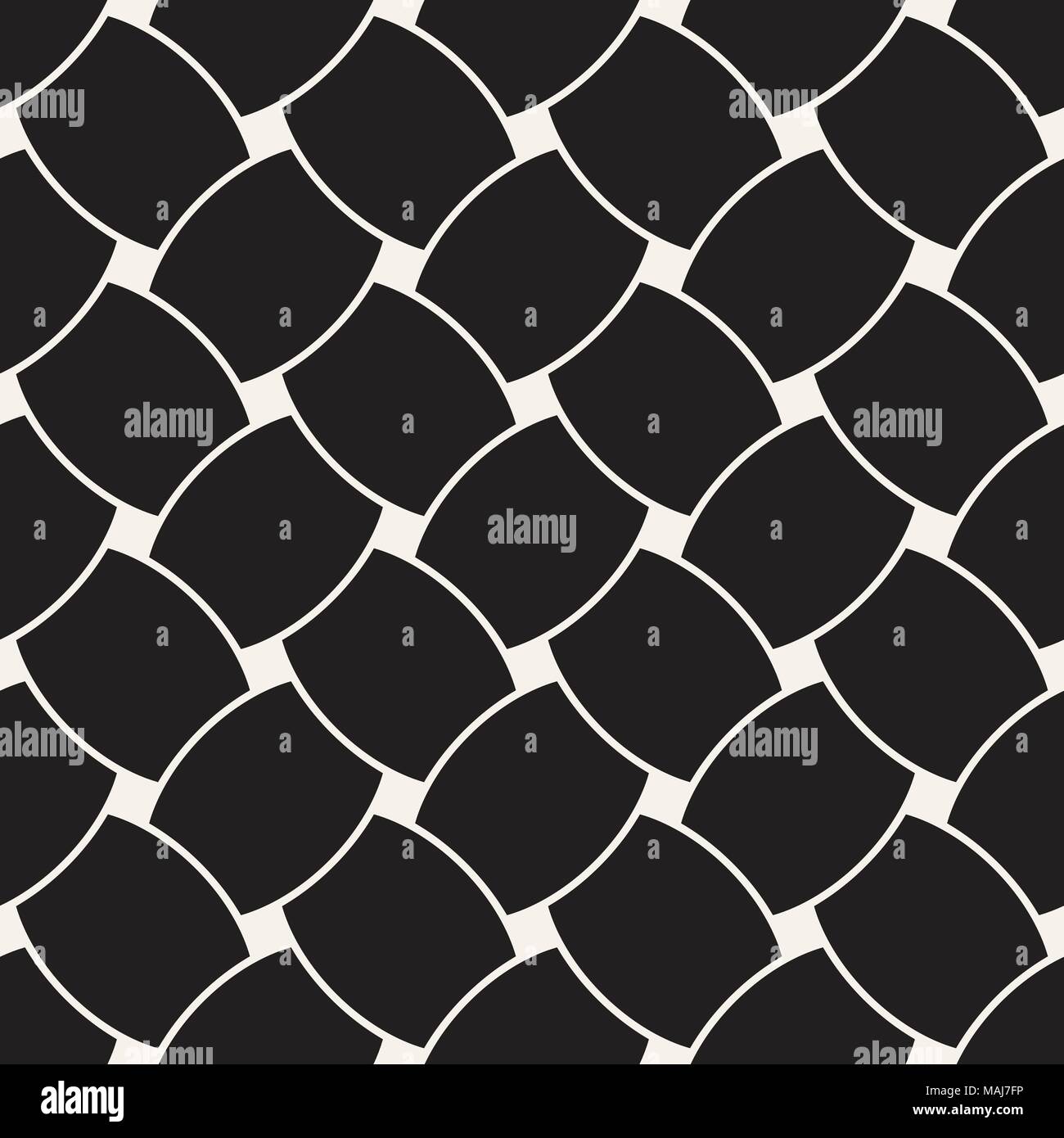 Vector geometric seamless pattern with curved shapes grid. Abstract ...