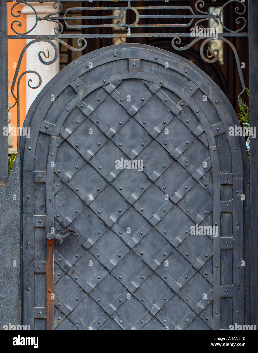 wrought-iron gates, ornamental forging, forged elements close-up Stock ...