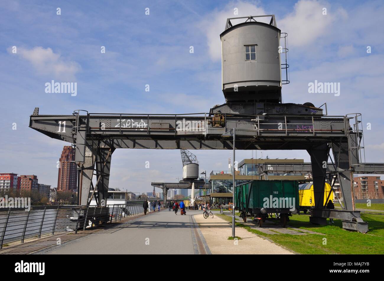 Crane over footpath in Frankfurt, Germany Stock Photo - Alamy