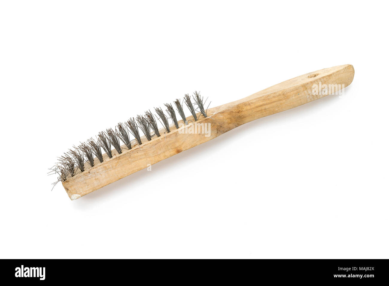 old and rusty wire brush, isolated on white Stock Photo - Alamy