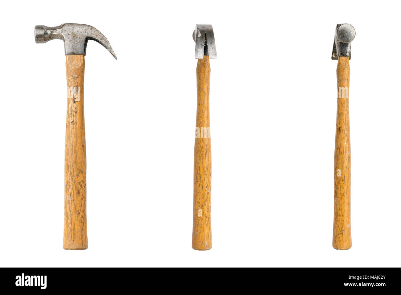 old claw hammer seen from three sides Stock Photo - Alamy