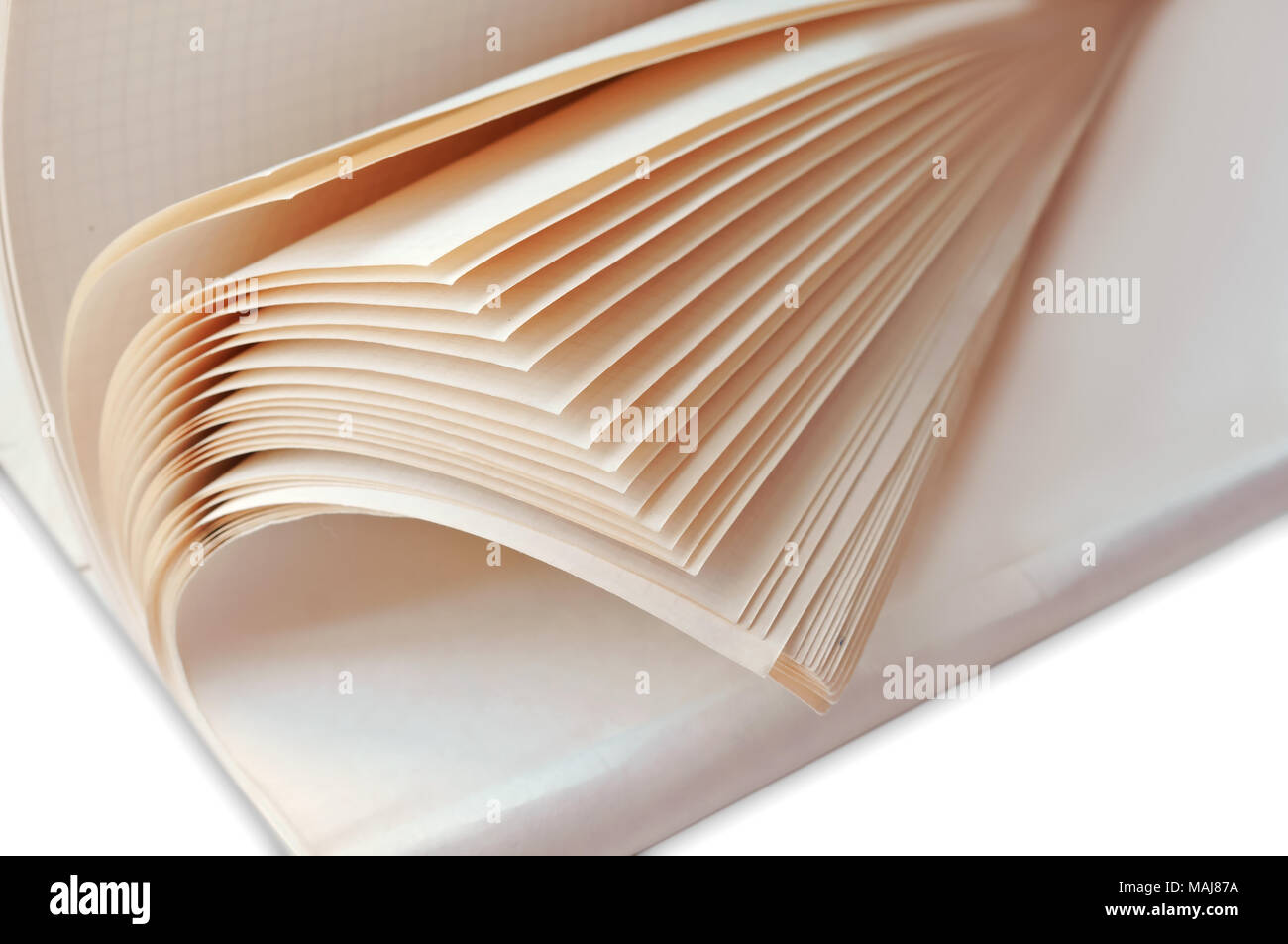 the leaves are thick notebook, the leaves of a notebook, half-open ...