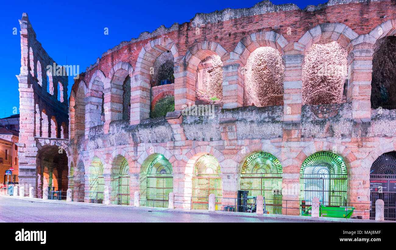 Arena of Verona at dusk, Europe, Italy, Veneto, Verona Stock Photo - Alamy