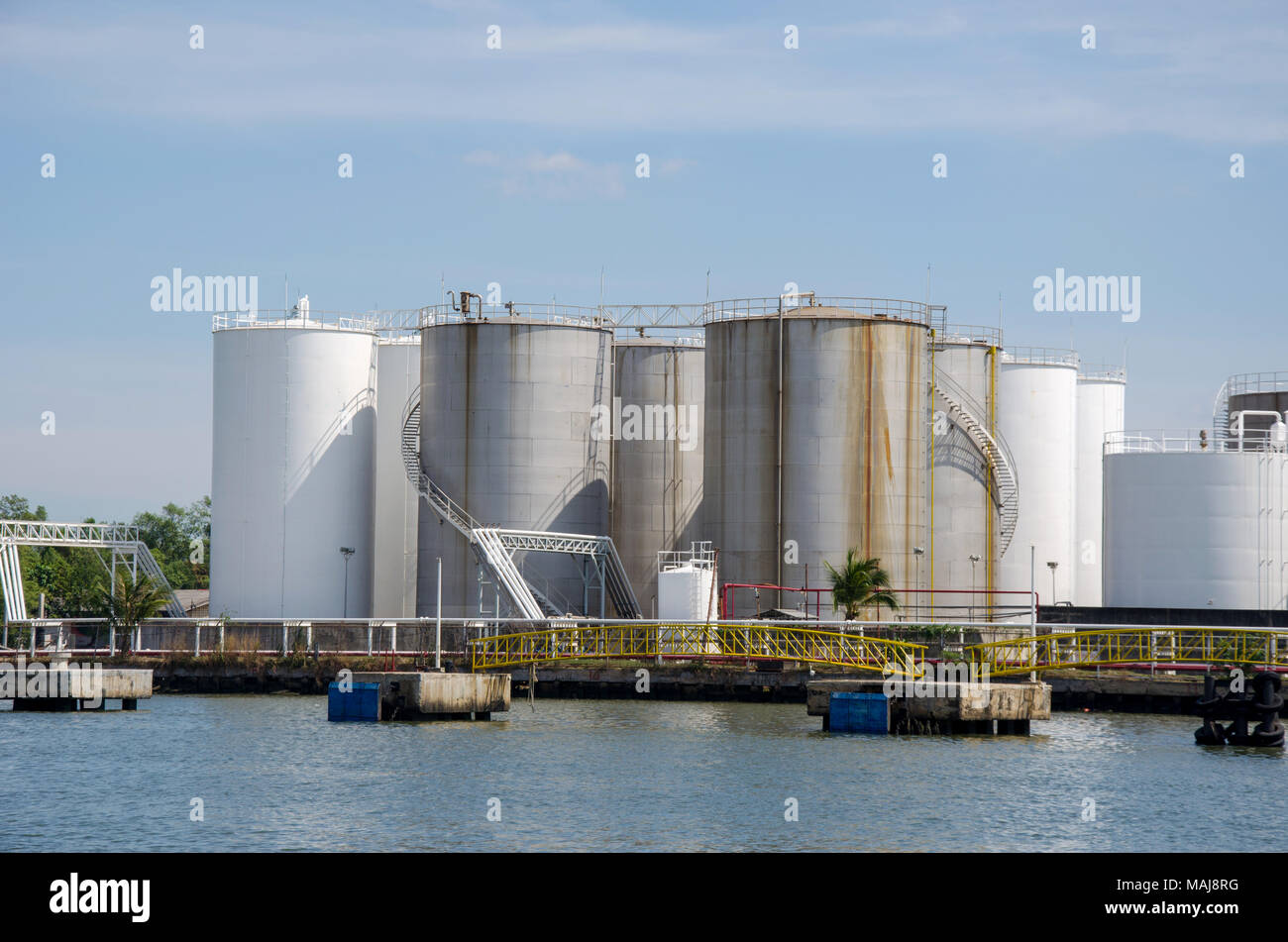 Gas storage tanks and oil tank in industrial factory plant Stock Photo ...