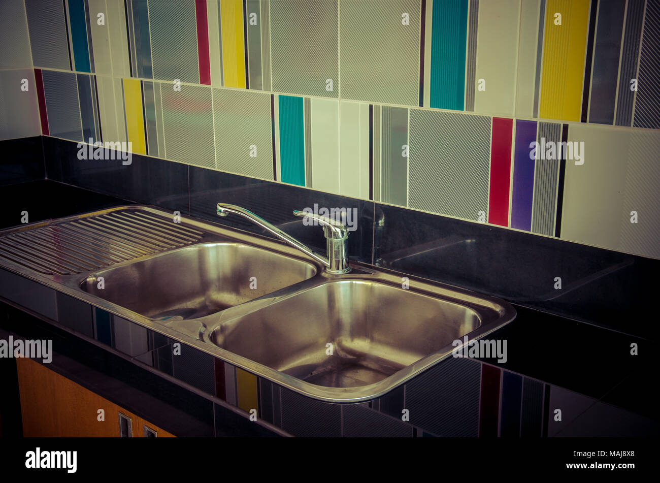 Modern kitchen sink interior Stock Photo - Alamy