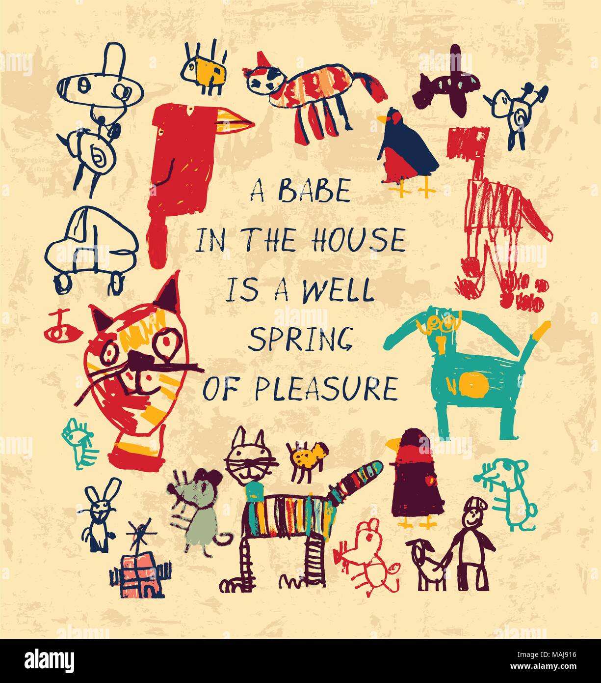 Doodles drawing poster and sign grunge background Stock Vector Image ...