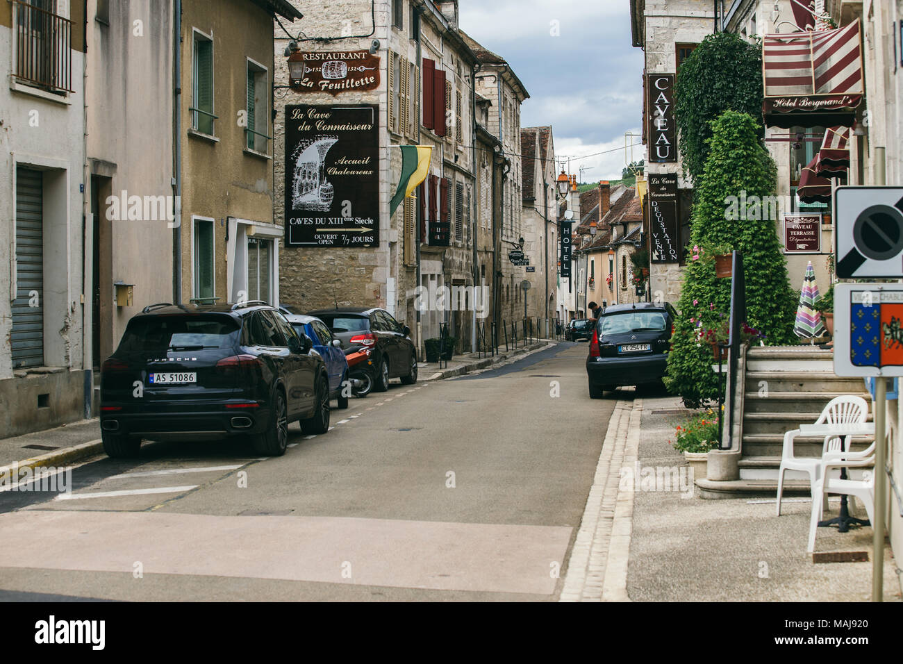 The city of Chablis France, a medieval city. July 23, 2017 Stock Photo ...